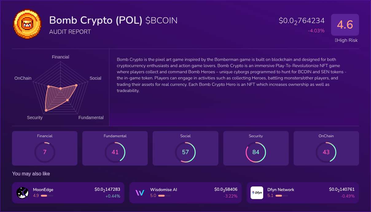 Kryll³ | $BCOIN (Bomb Crypto (POL)) X-Ray Score – Trusted Token Audit ...