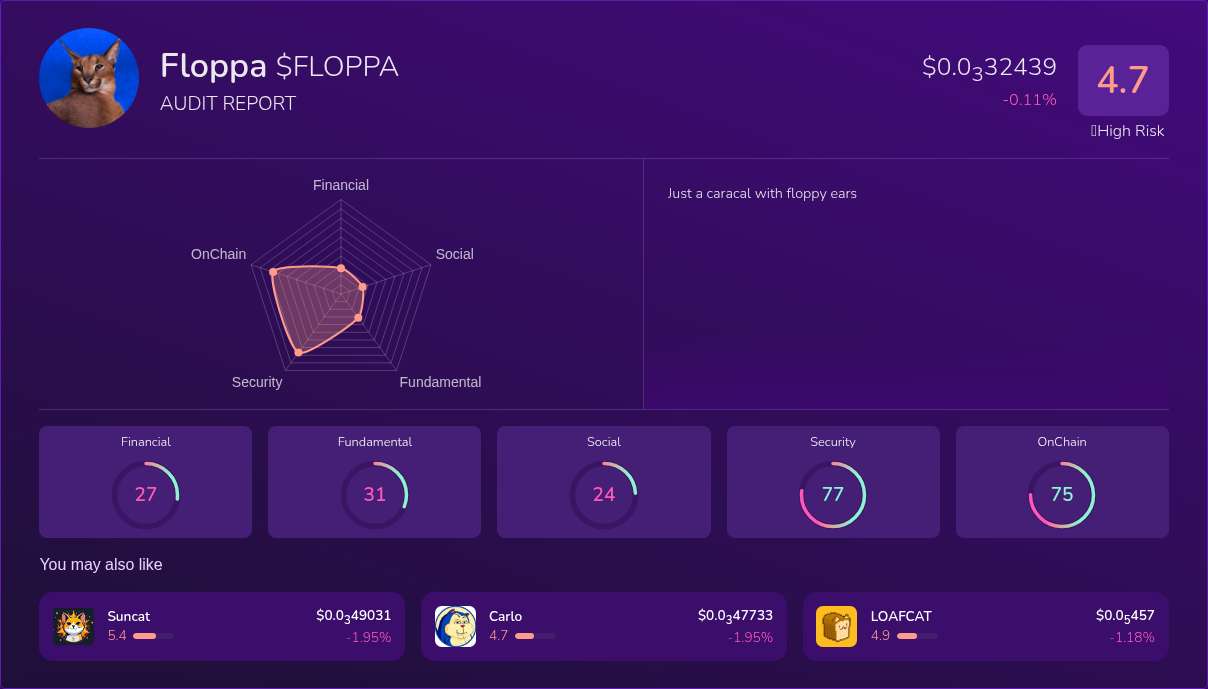 Kryll³ | $FLOPPA (Floppa) X-Ray Score – Trusted Token Audit, On-Chain ...