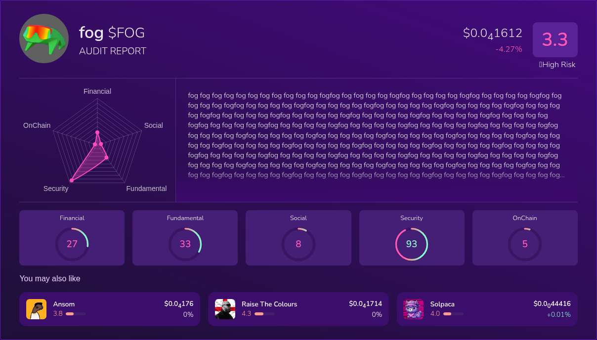 Kryll³ | $FOG (fog) X-Ray Score – Trusted Token Audit, On-Chain DYOR ...