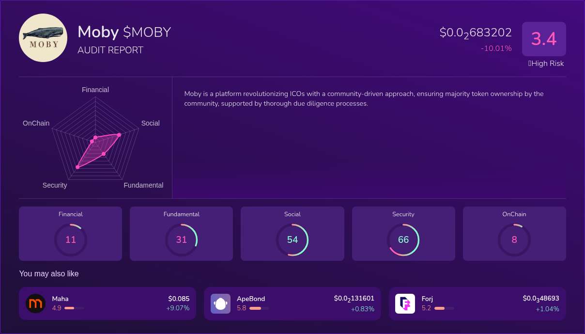 Kryll³ | $MOBY (Moby) X-Ray Score – Trusted Token Audit, On-Chain DYOR ...
