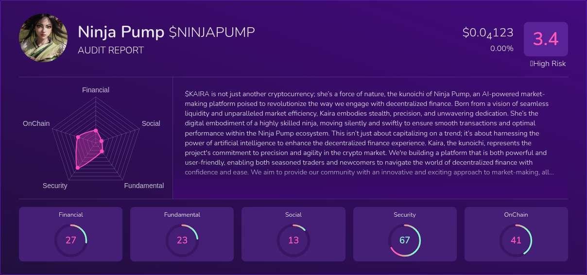 Kryll³ | $NINJAPUMP (Ninja Pump) X-Ray Score – Trusted Token Audit, On-Chain DYOR & Financial ...