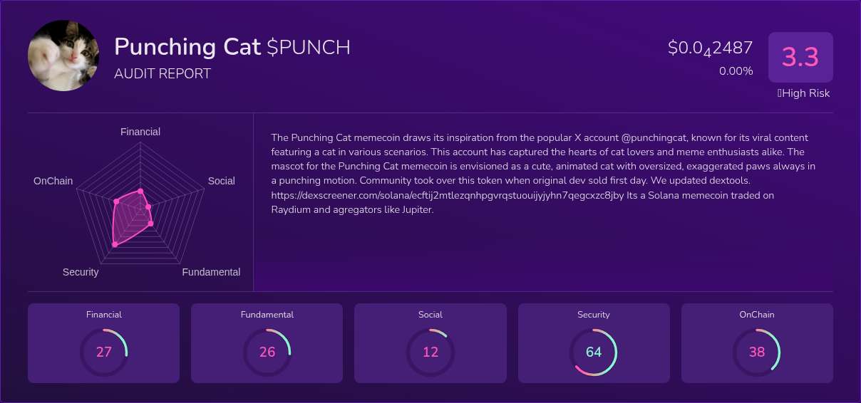 Kryll³ | $PUNCH (Punching Cat) X-Ray Score – Trusted Token Audit, On-Chain DYOR & Financial Insights
