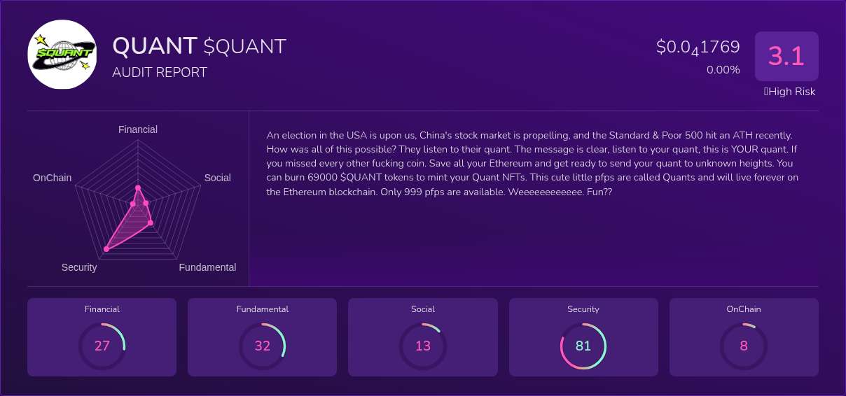 Kryll³ | $QUANT (QUANT) X-Ray Score – Trusted Token Audit, On-Chain ...